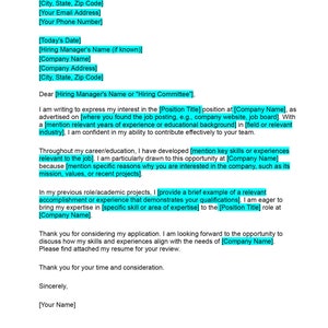 Cover Letter for Job Application, Editable Word Document, Cover Letter ...