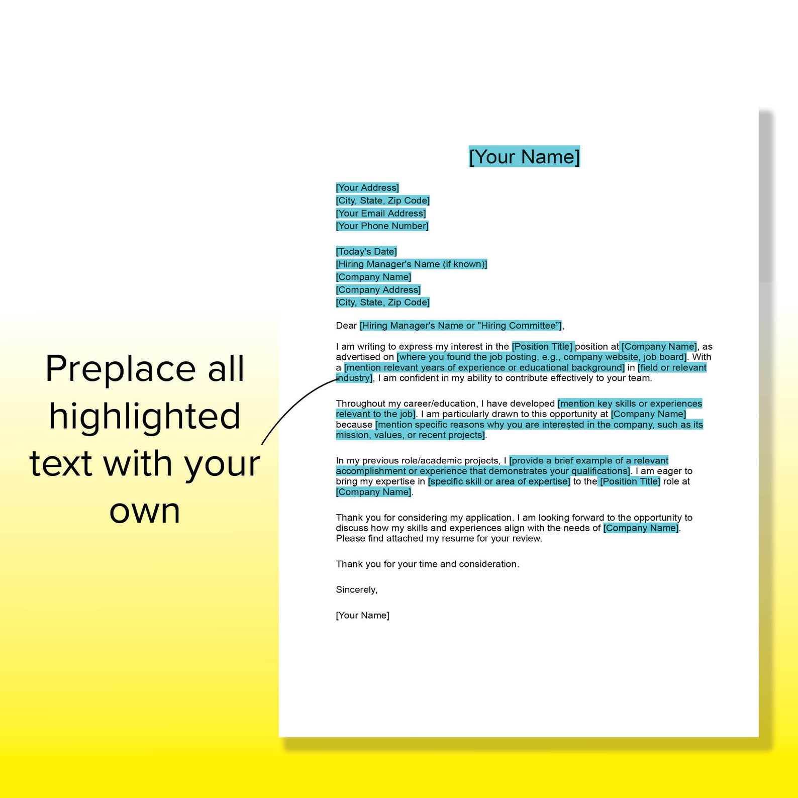 Cover Letter for Job Application, Editable Word Document, Cover Letter ...