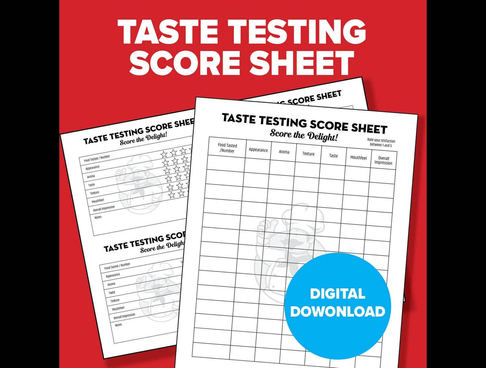 Taste Testing Score Card Printable, Cooking Competitions and Tasting ...