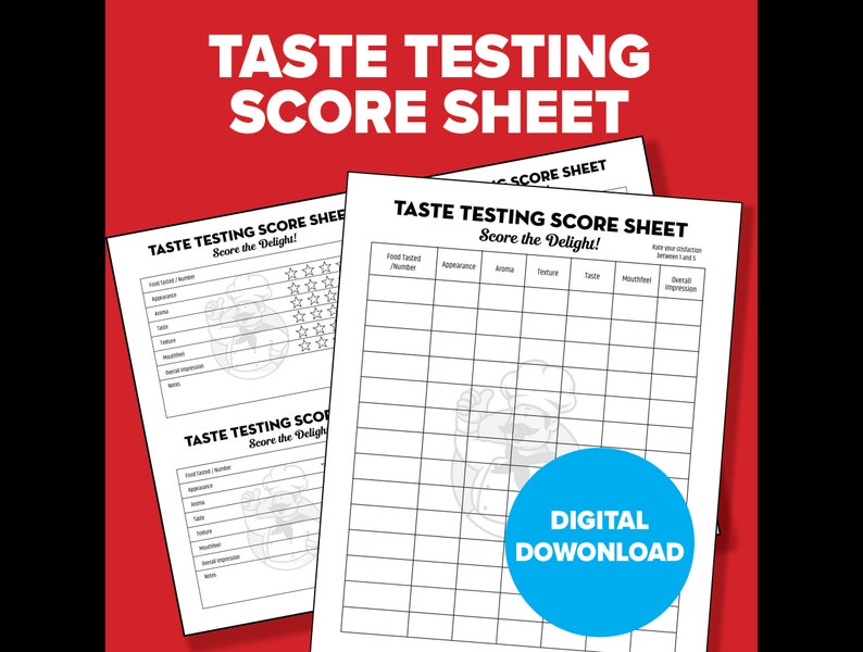 Taste Testing Score Card Printable, Cooking Competitions and Tasting ...