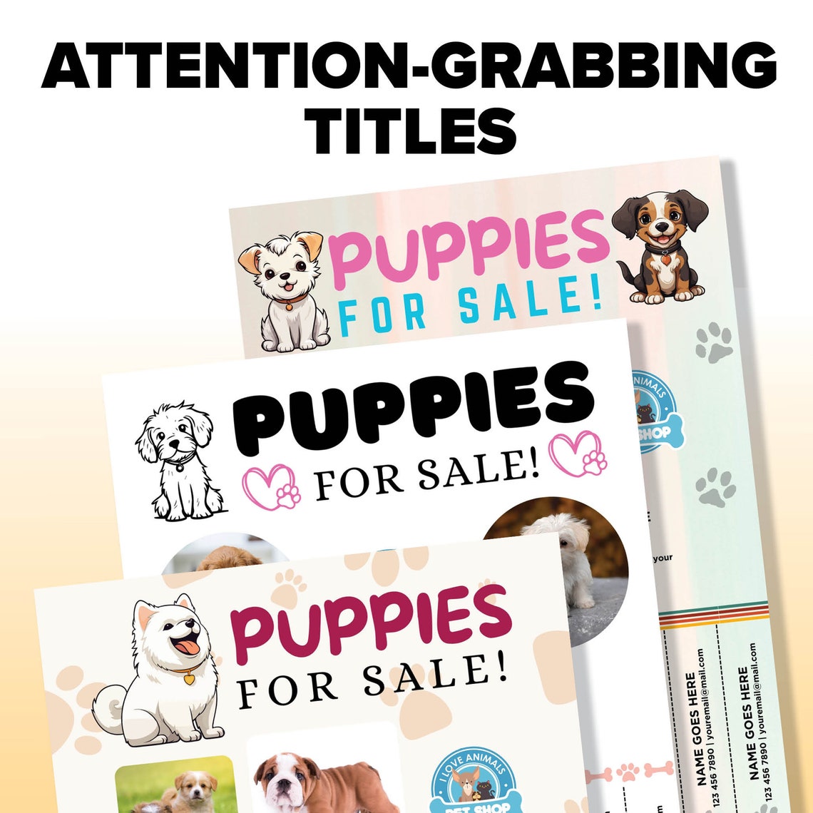 Puppy Breeder Flyer Template: Editable Tear-off Design (digital ...
