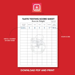 Taste Testing Score Card Printable, Cooking Competitions and Tasting ...