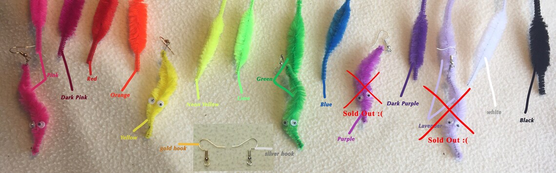 Mini String-worm Earrings - Etsy