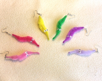Worm on a String Earrings for Pierced Ears - Etsy