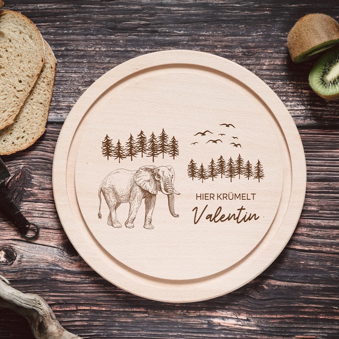 Brett Elefant, Holzbrett Mit Gravur, Frühstücksbrett Personalisiert ...