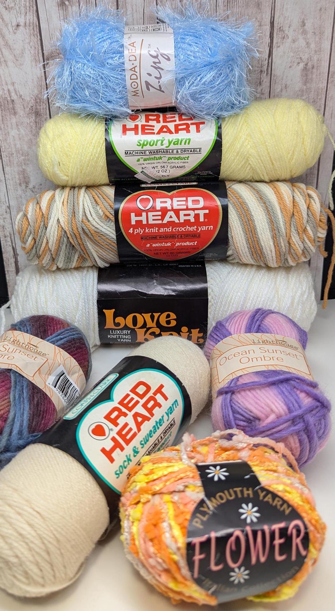 Grab Bag 8 Full Skeins of Yarn Sample Mixed L Red Heart Moda Dea ...