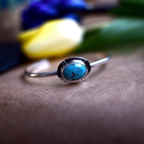 Vintage Sterling Silver BLUE DIAMOND TURQUOISE Cluster Cuff - Etsy