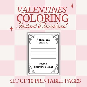Instant Download Valentine's Day Coloring Pages | Valentine's Day ...