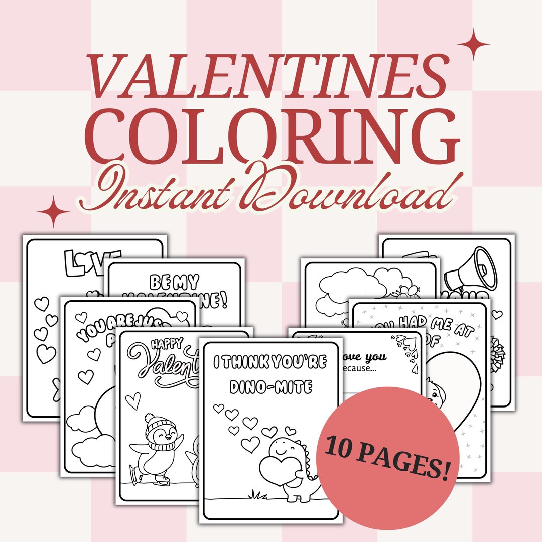 Instant Download Valentine's Day Coloring Pages | Valentine's Day ...