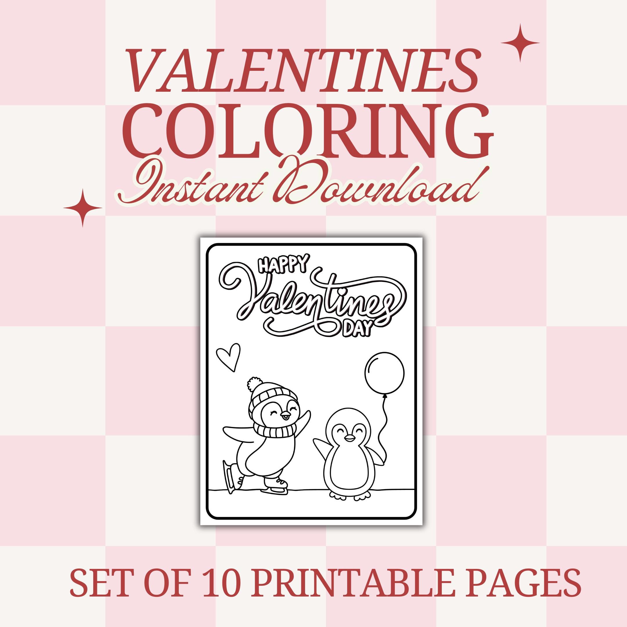Instant Download Valentine's Day Coloring Pages | Valentine's Day ...