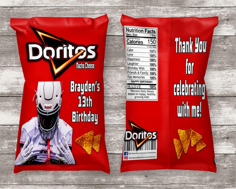 Doritos Inspired Chip Bag, Doritos, Birthday Chip Bag, Treat Bags ...
