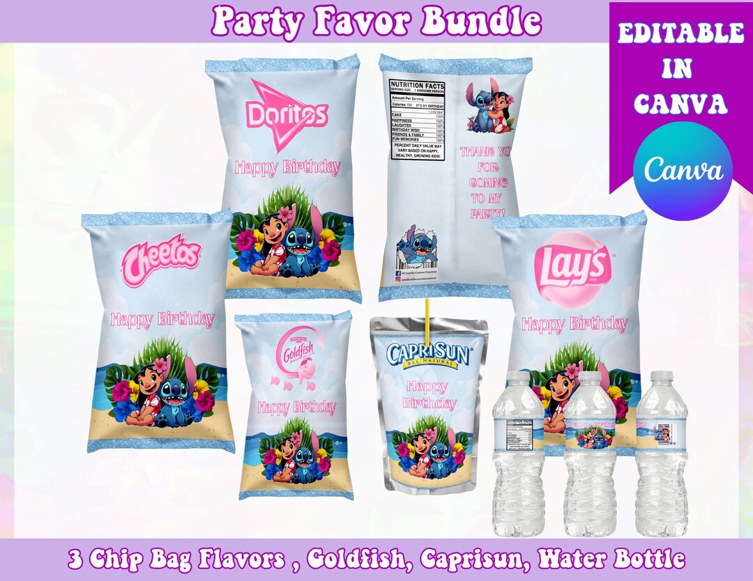 Lilo & Stitch Birthday Bundle, Stitch Lilo Birthday Chip Bags, Stitch ...