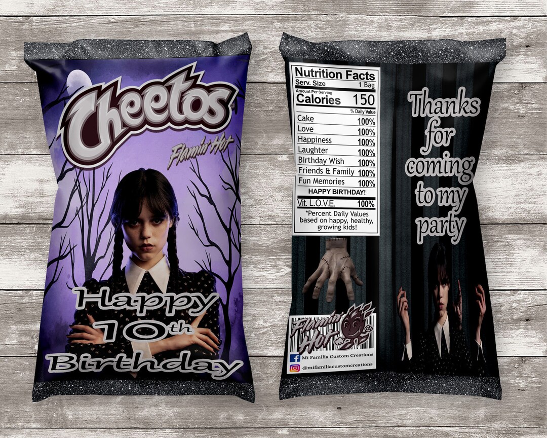 Wednesday Chip Bag, Wednesday Addams, Addams Family, Party Favor - Etsy