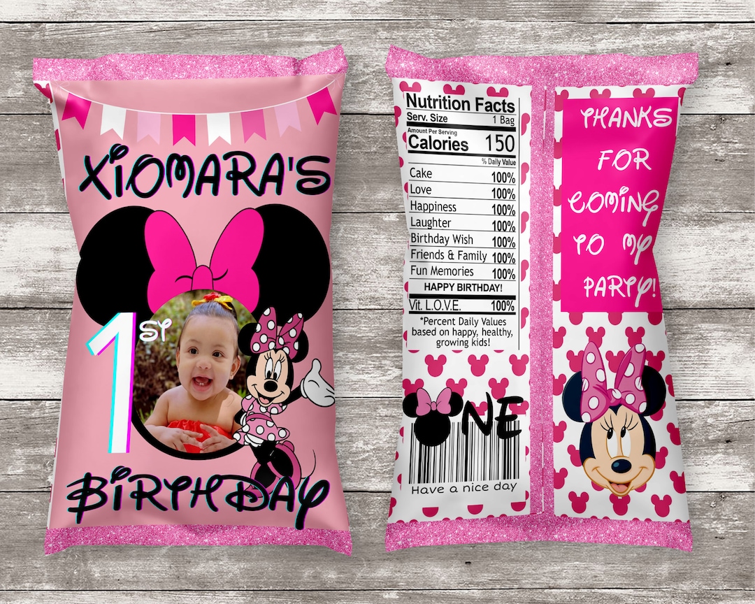 Minnie Mouse Inspired Chip Bag, Party Favor, Chip Bags, Minnie Mouse ...
