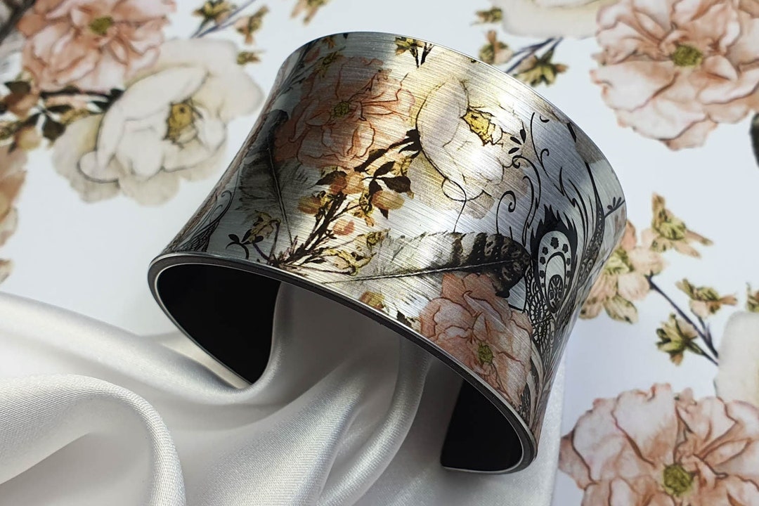 Vintage Handmade Cuff Bracelet, Unusual Gift for Her, Vintage Art ...