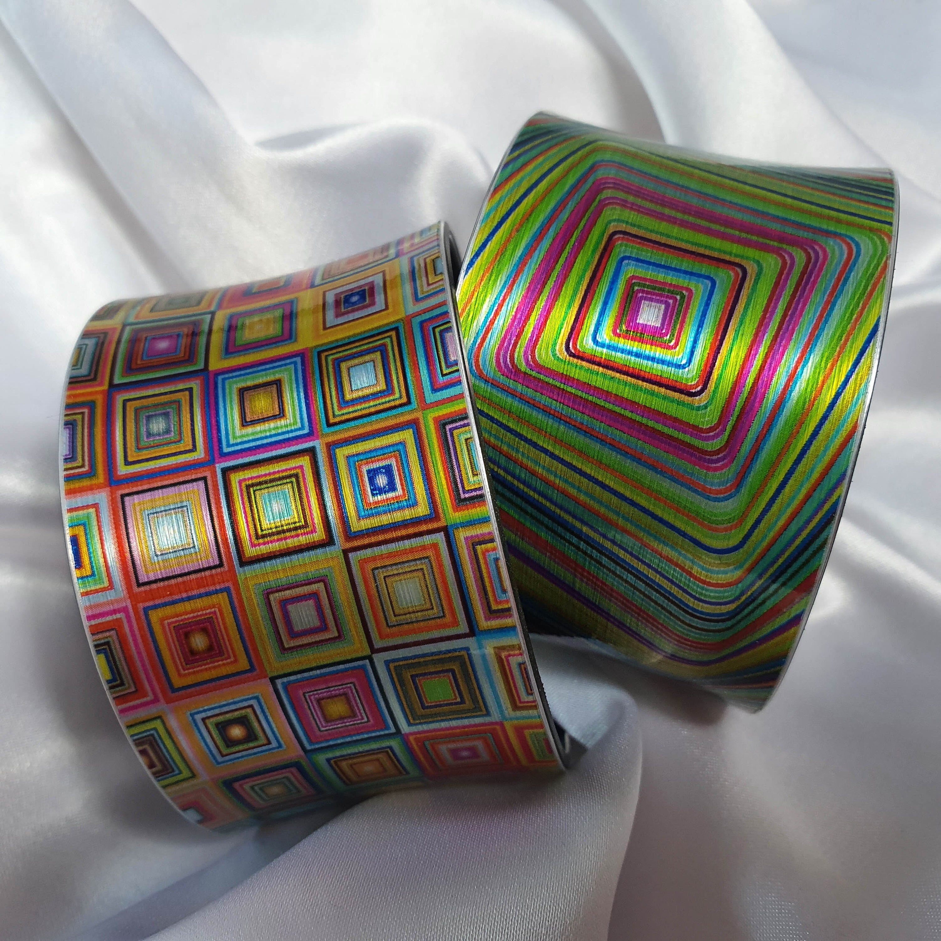 Summer Colored Jewelry Set of 2 Cuff Bracelets Abstract - Etsy