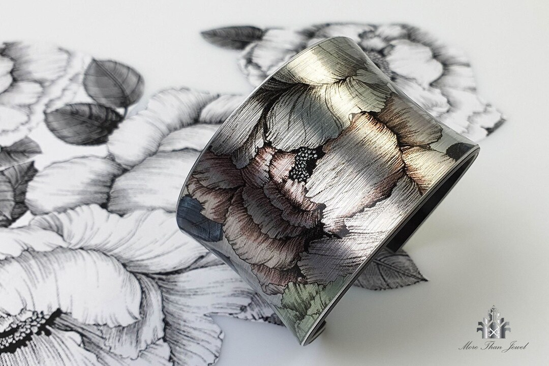 Roses Cuff Bracelet, Love Gift for Her, Floral Art Jewelry, Roses ...