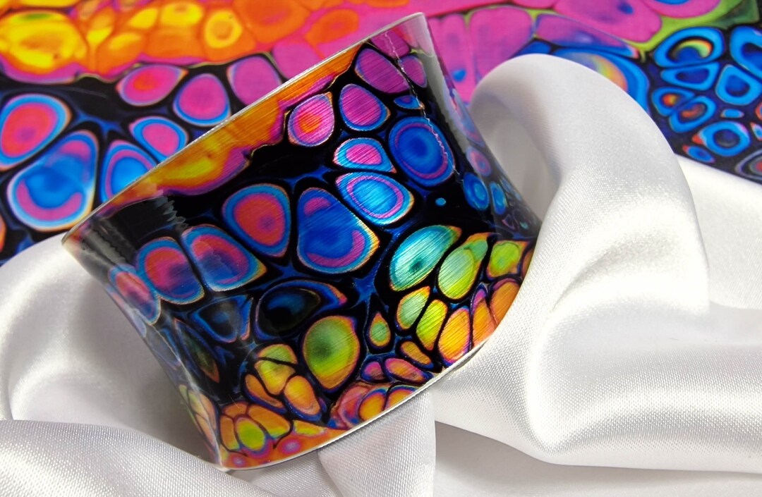 Abstract Multicolored Cuff Bracelet, Unusual Gift for Her, Artistic ...