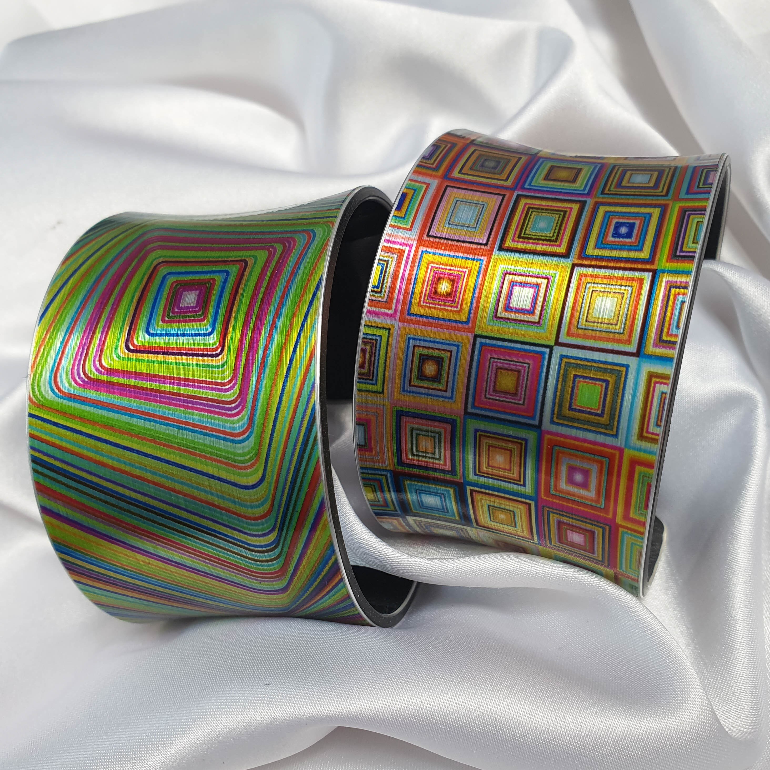 Summer Colored Jewelry Set of 2 Cuff Bracelets Abstract - Etsy