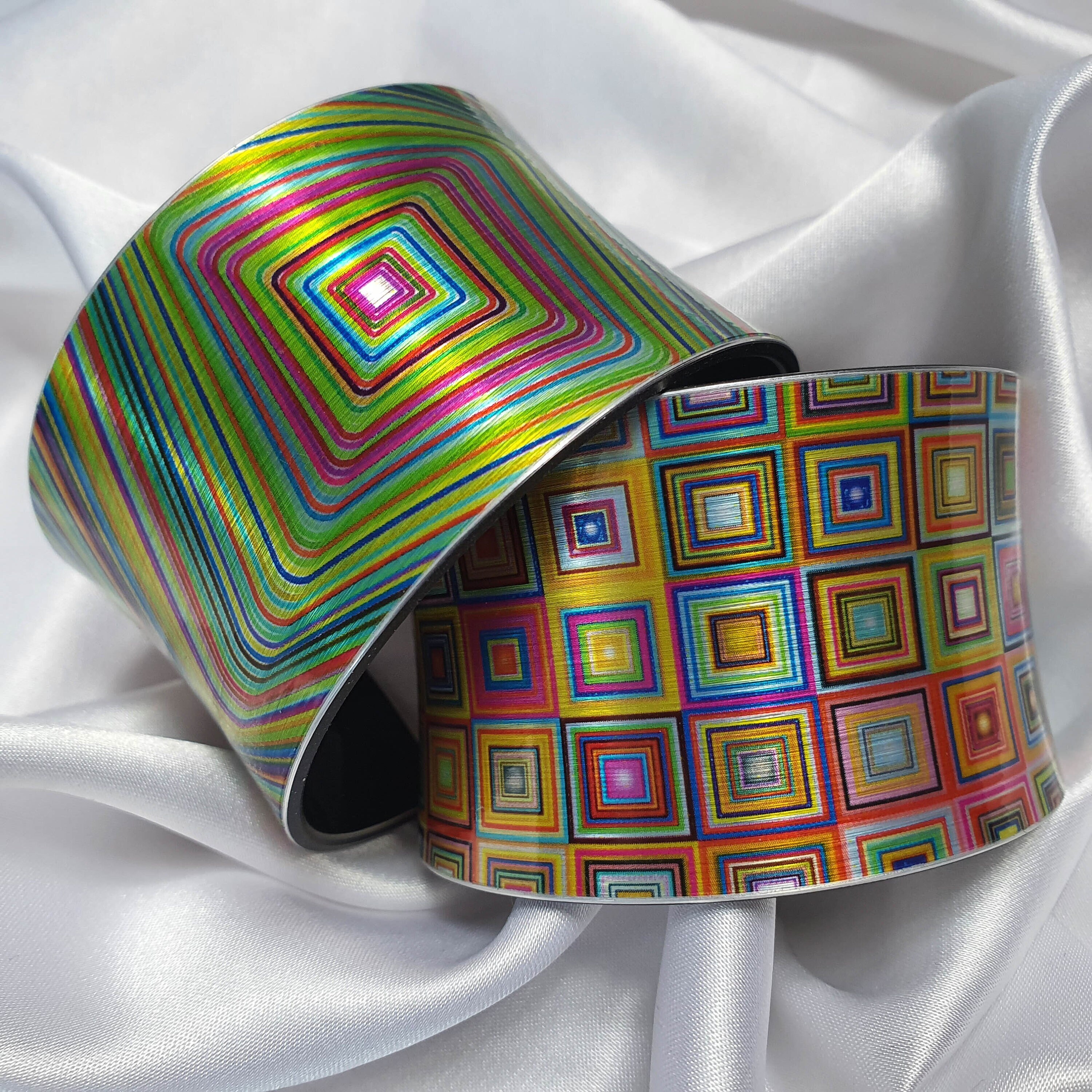 Summer Colored Jewelry Set of 2 Cuff Bracelets Abstract - Etsy