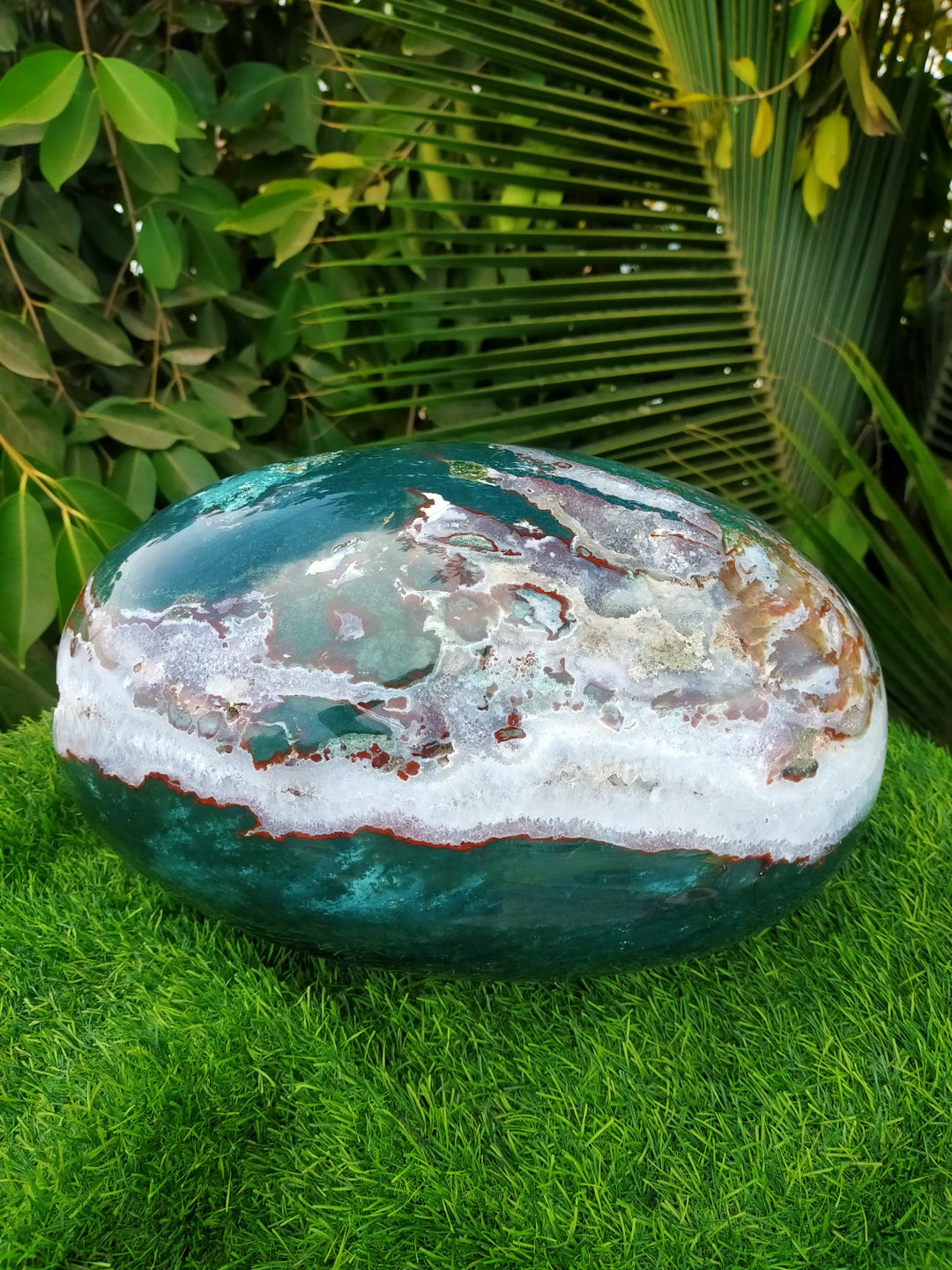 Amazing Huge Giant 368 MM Large Green Blood Zebra Lingam | Metaphysical ...