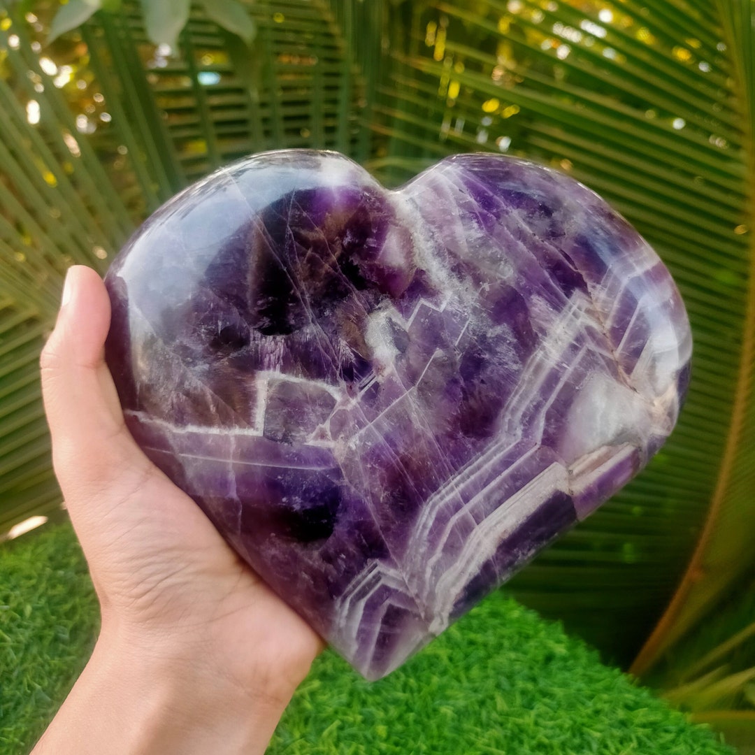 Large Dark Purple Amethyst Heart Stone: Polished Home Decor (152 MM) - Etsy