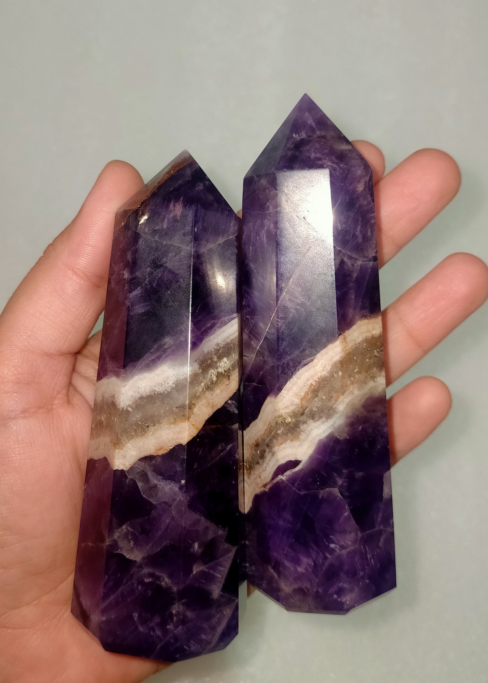 Buy Mama Mini Couple AAA Quality Dark Purple Amethyst Tower - Etsy