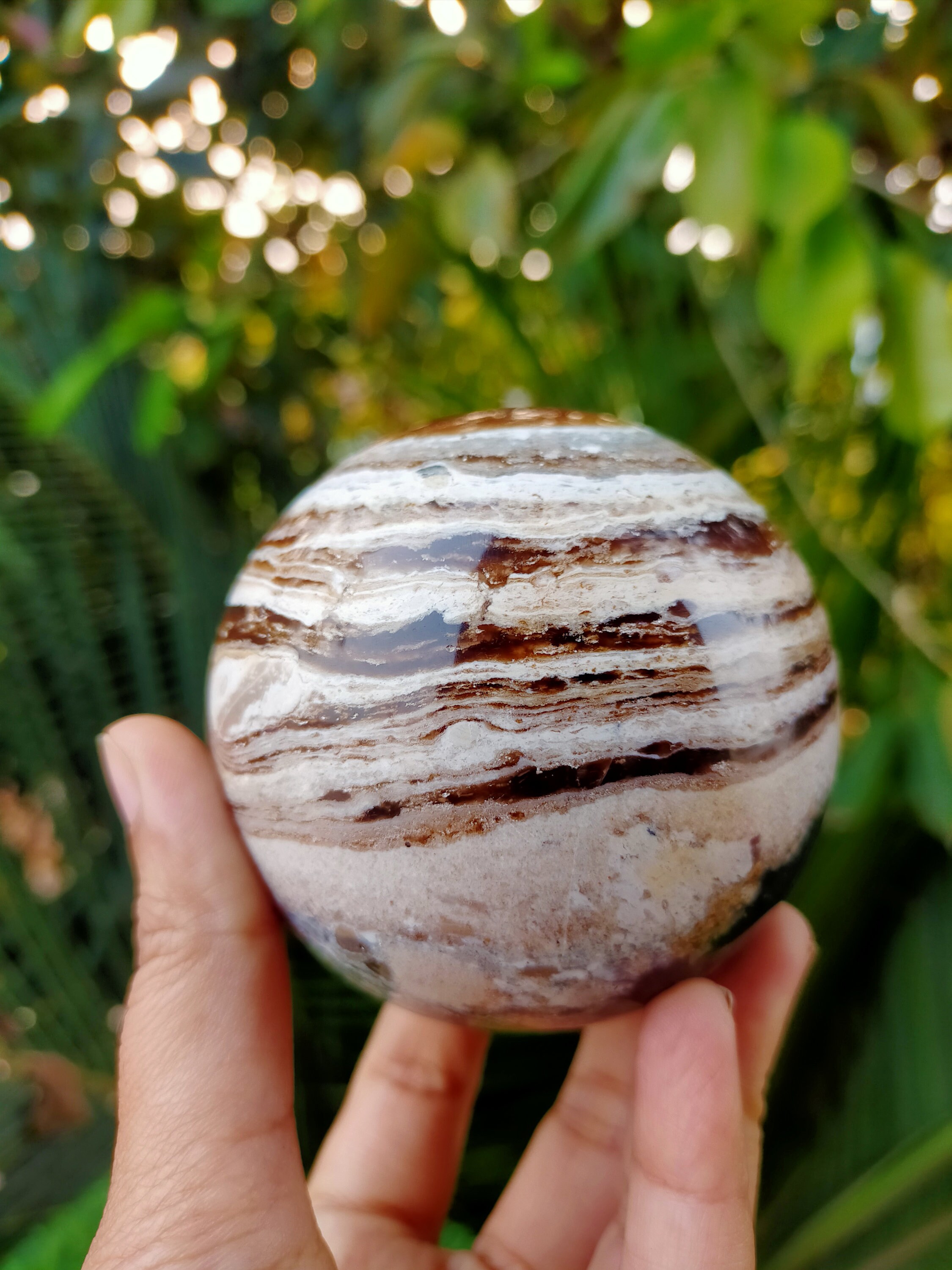 Chocolate Calcite Stone Sphere 76 MM Stripped Brown Calcite - Etsy
