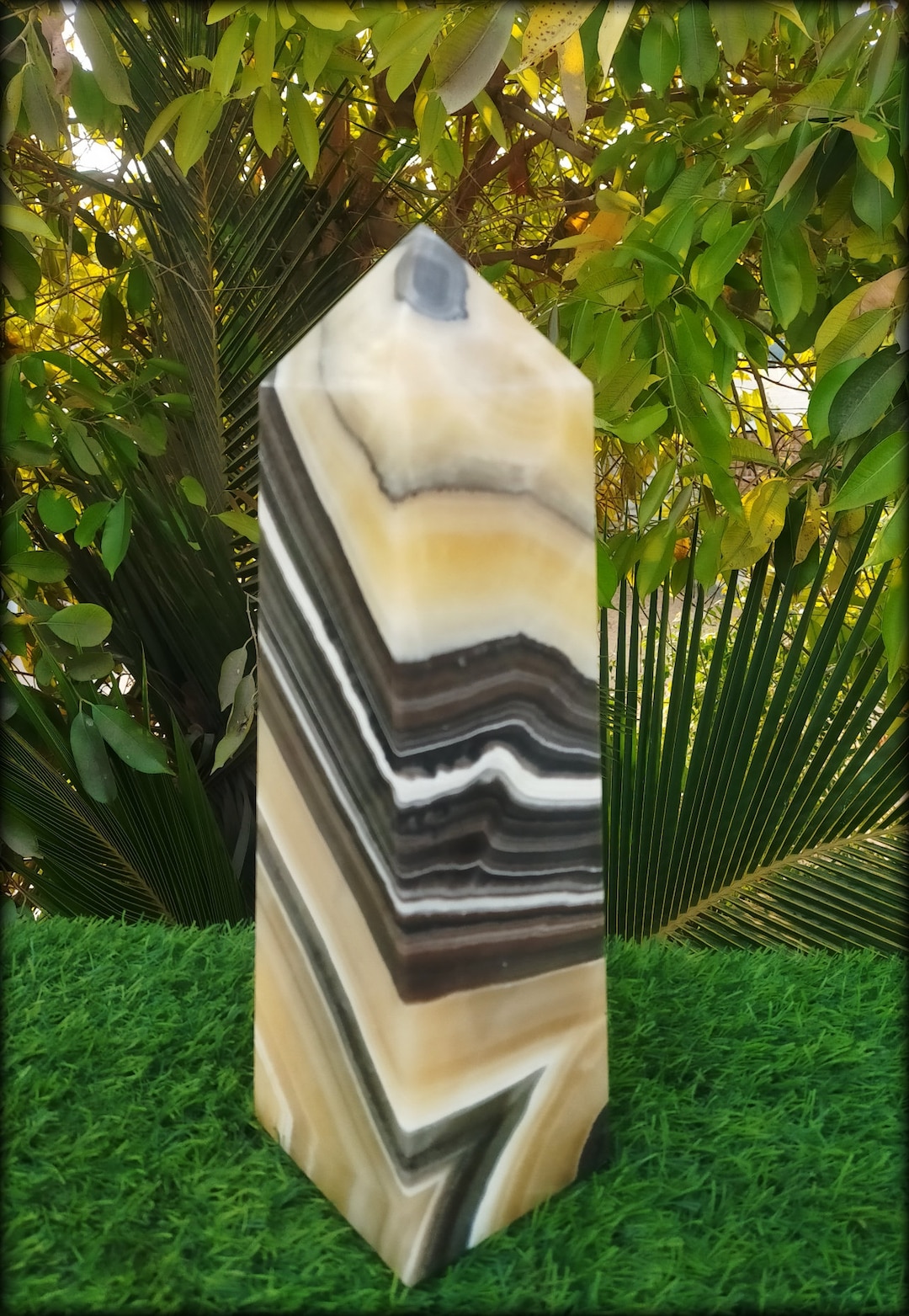 Buy AAA Unique Giant XXL 381 MM Natural Yellow Zebra Calcite 4 Faceted ...