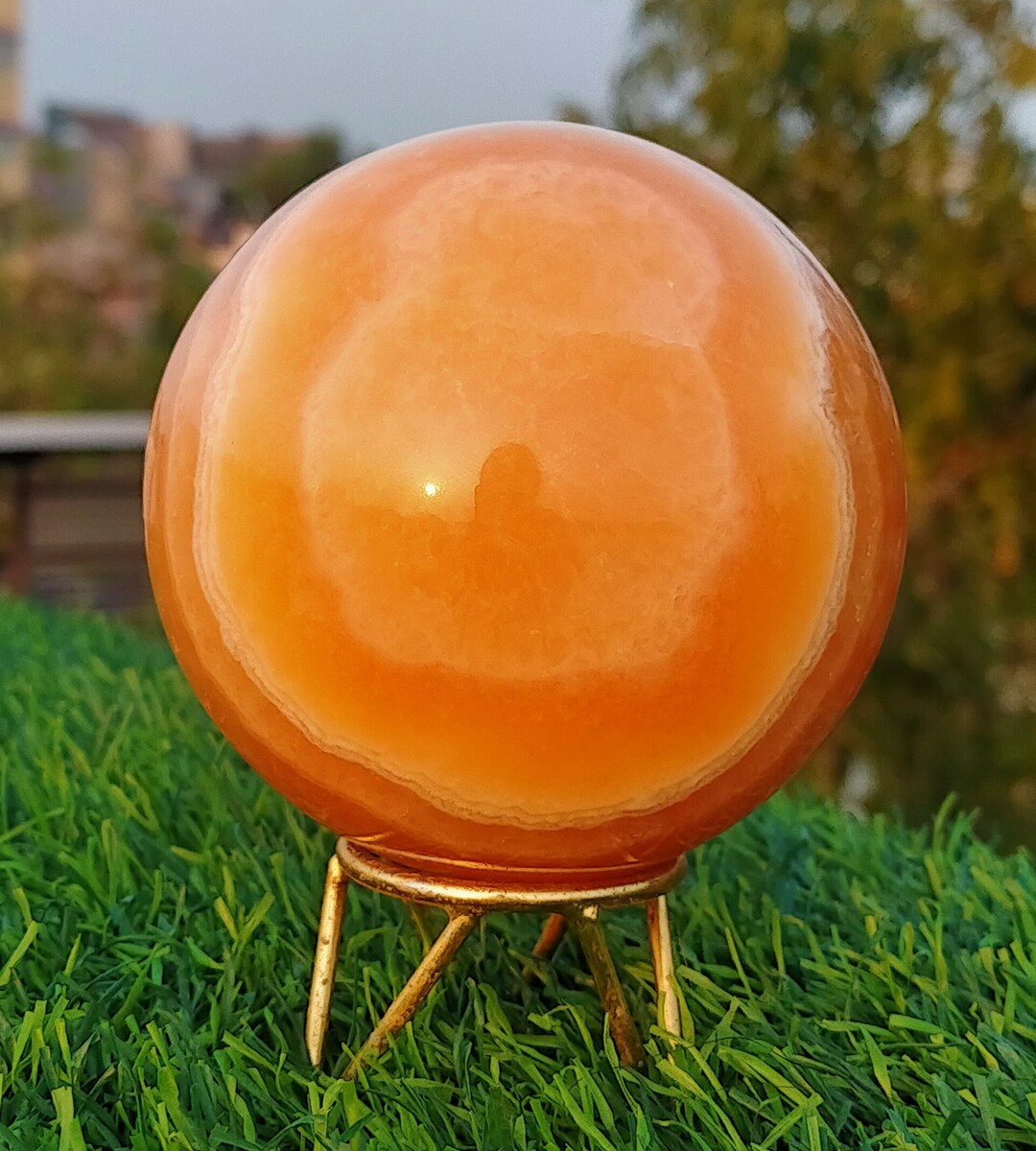 Stunning Superb 80 MM Sphere Orange Calcitecrystal Divinationenergy ...