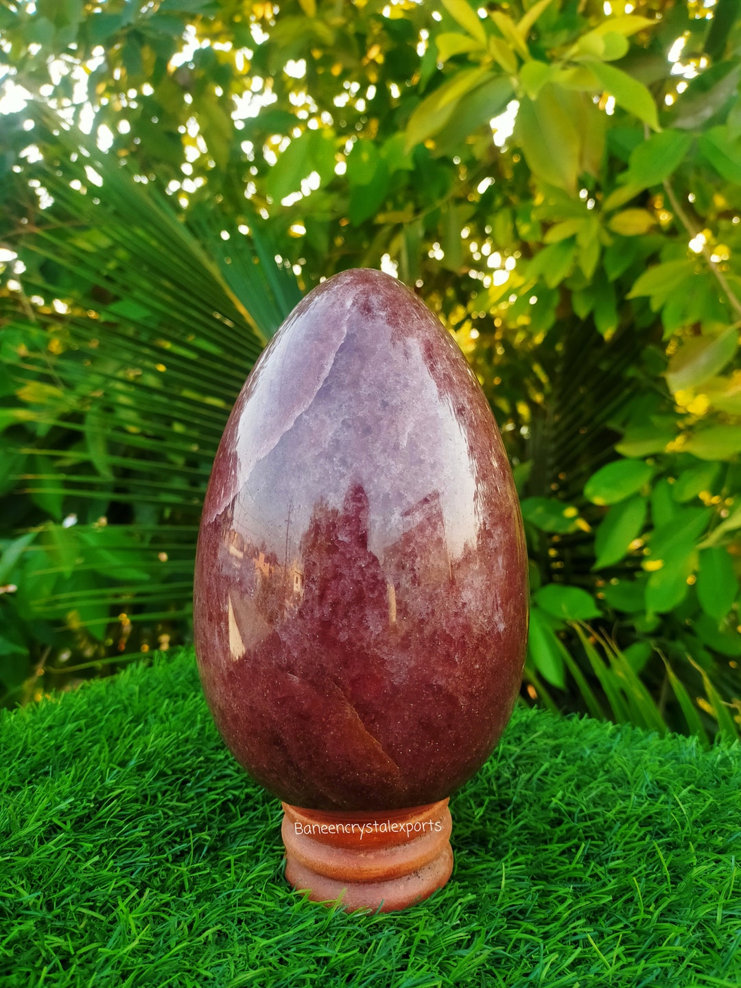 Buy Huge 190MM Natural Pink Strawberry Quartz Stone Egg for Online in ...