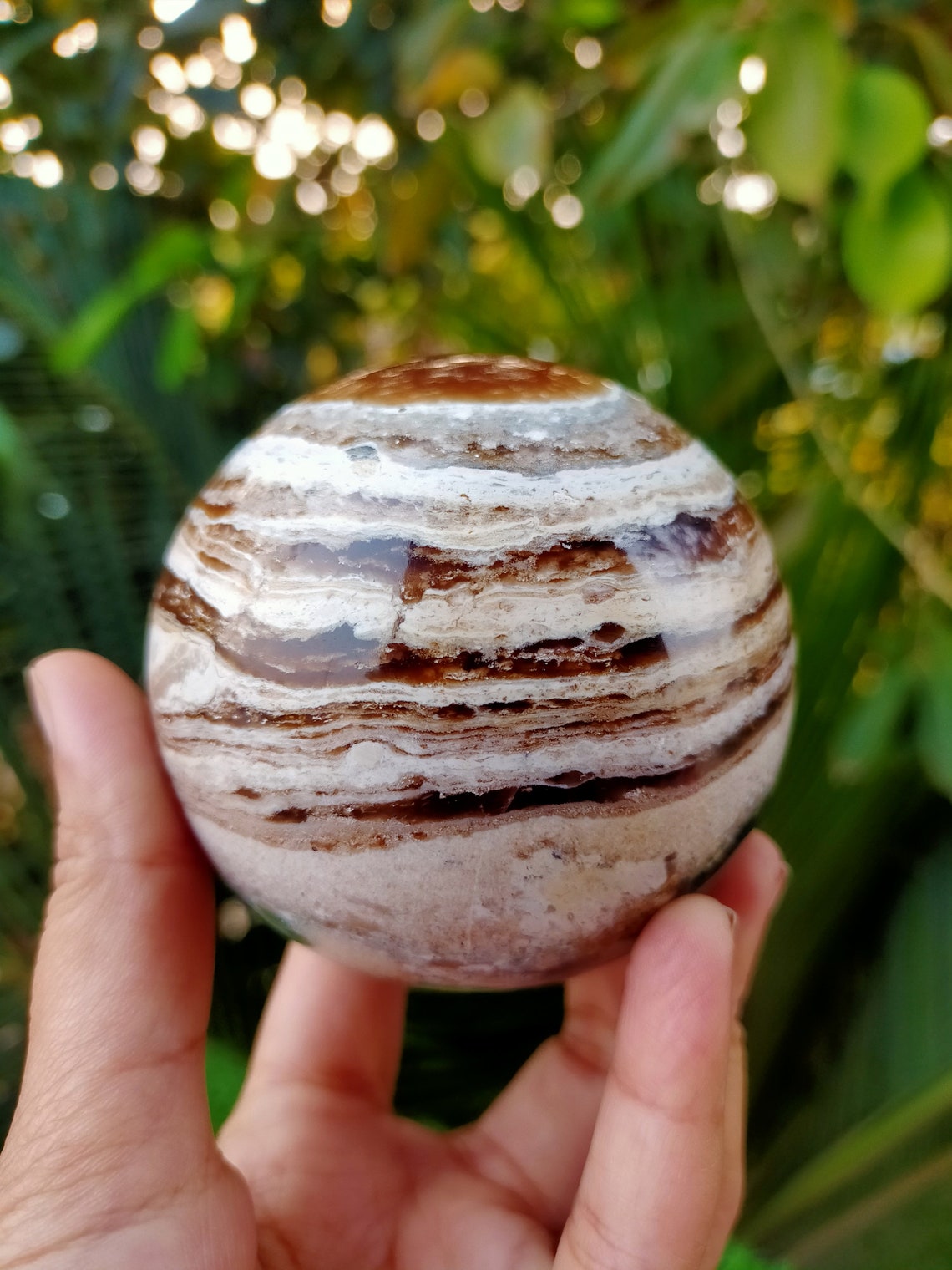 Chocolate Calcite Stone Sphere 76 MM Stripped Brown Calcite - Etsy