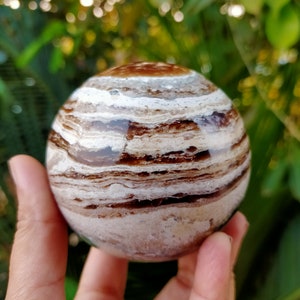 Chocolate Calcite Stone Sphere 76 MM Stripped Brown Calcite - Etsy