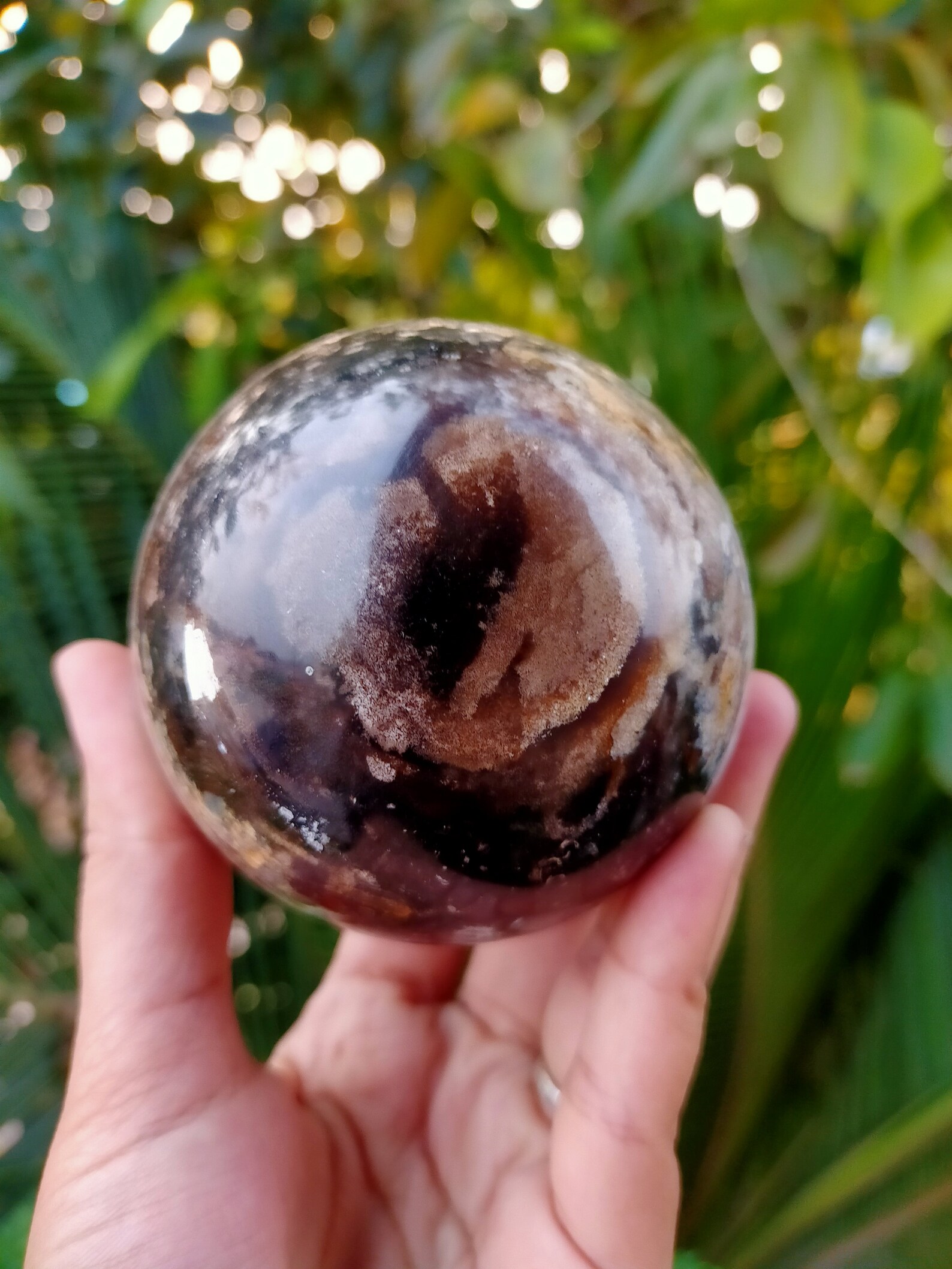 Chocolate Calcite Stone Sphere 76 MM Stripped Brown Calcite - Etsy