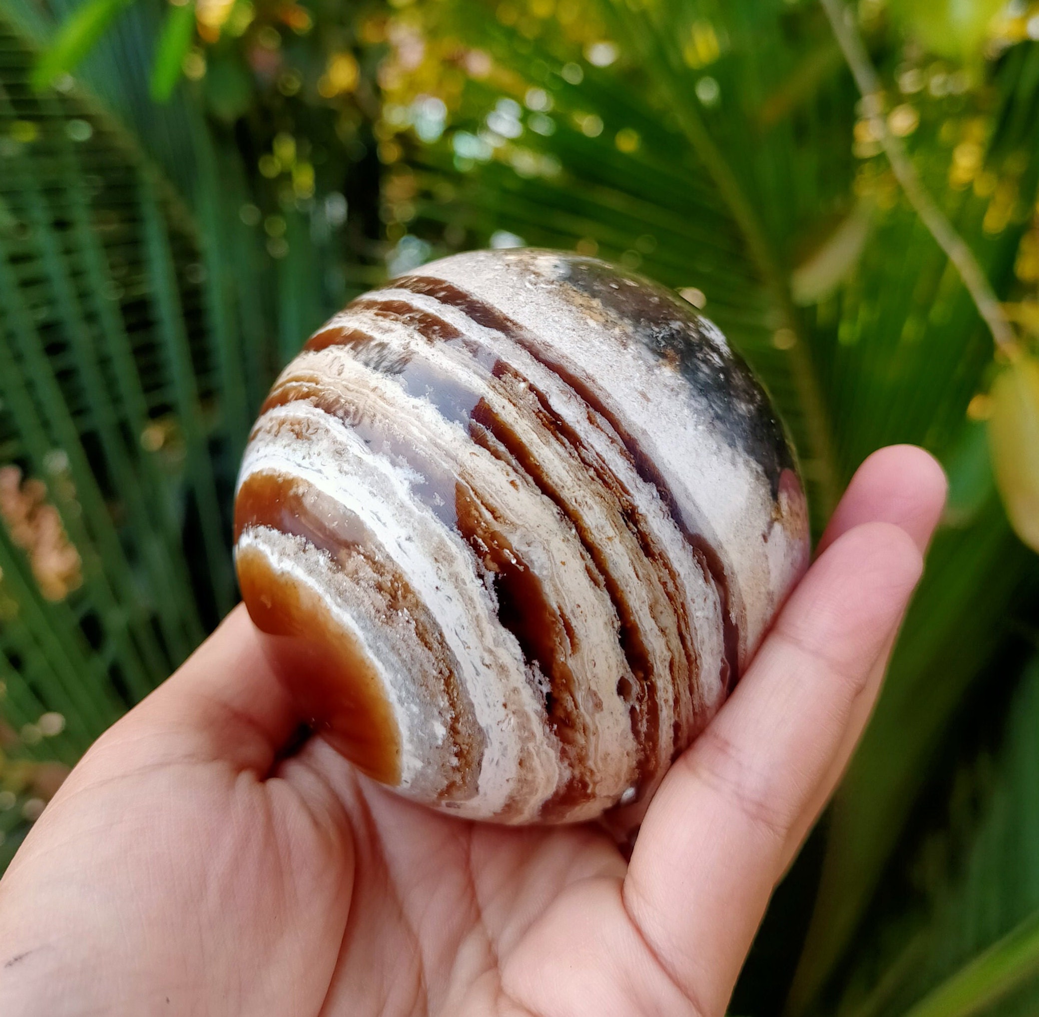 Chocolate Calcite Stone Sphere 76 MM Stripped Brown Calcite - Etsy