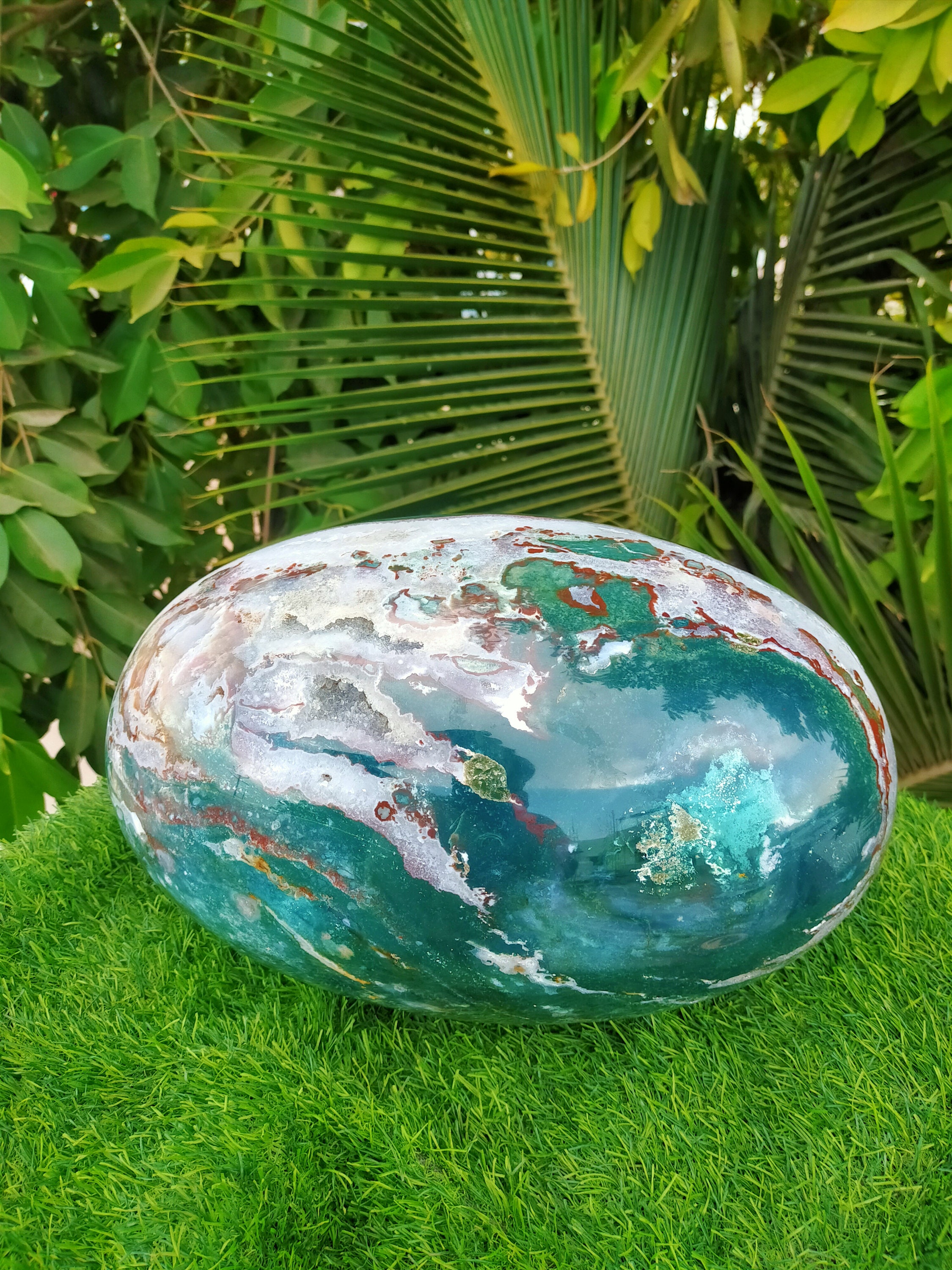 Amazing Huge Giant 368 MM Large Green Blood Zebra Lingam Metaphysical ...