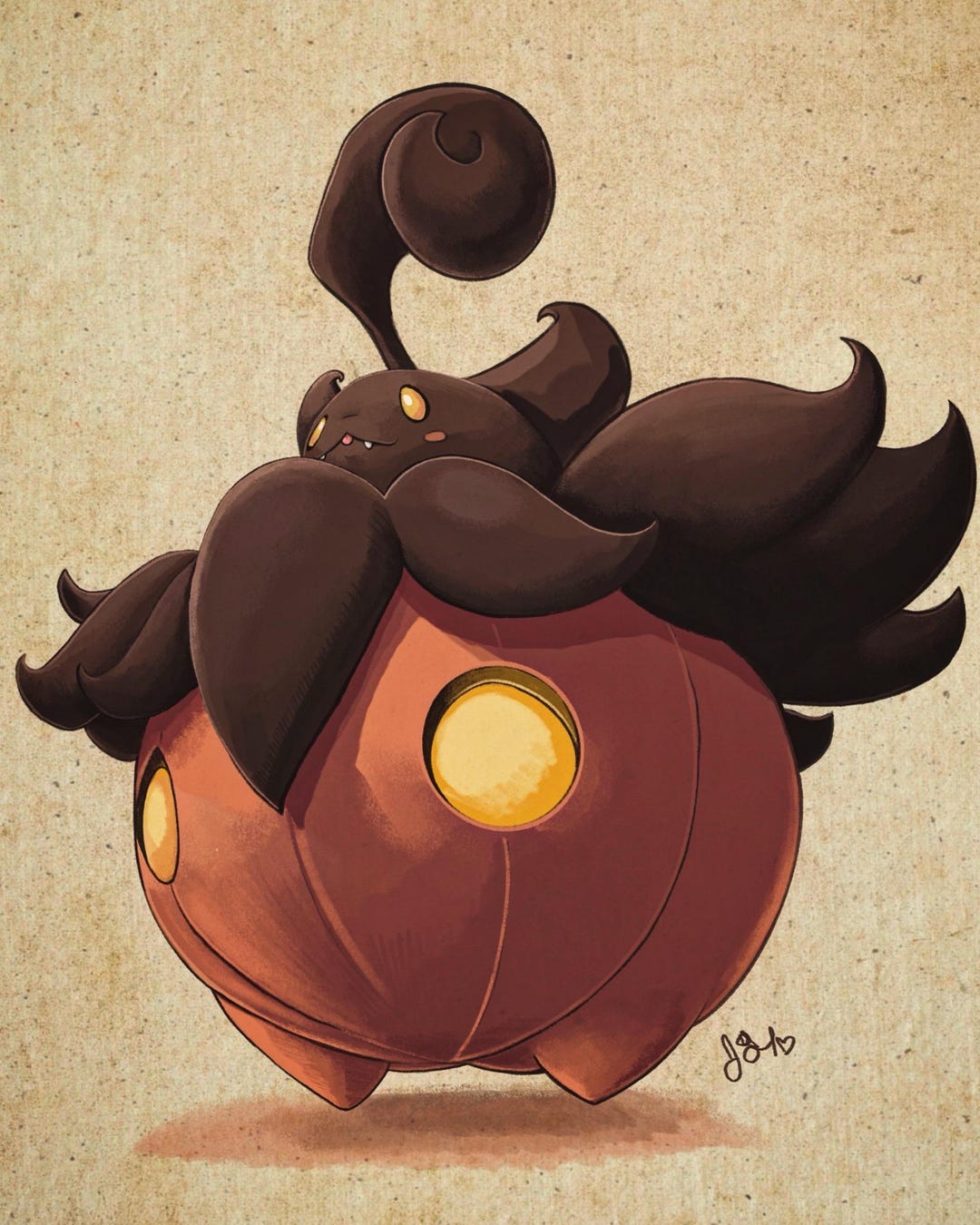 Hand Drawn Jumbo Pumpkaboo Textured Art Print - Etsy