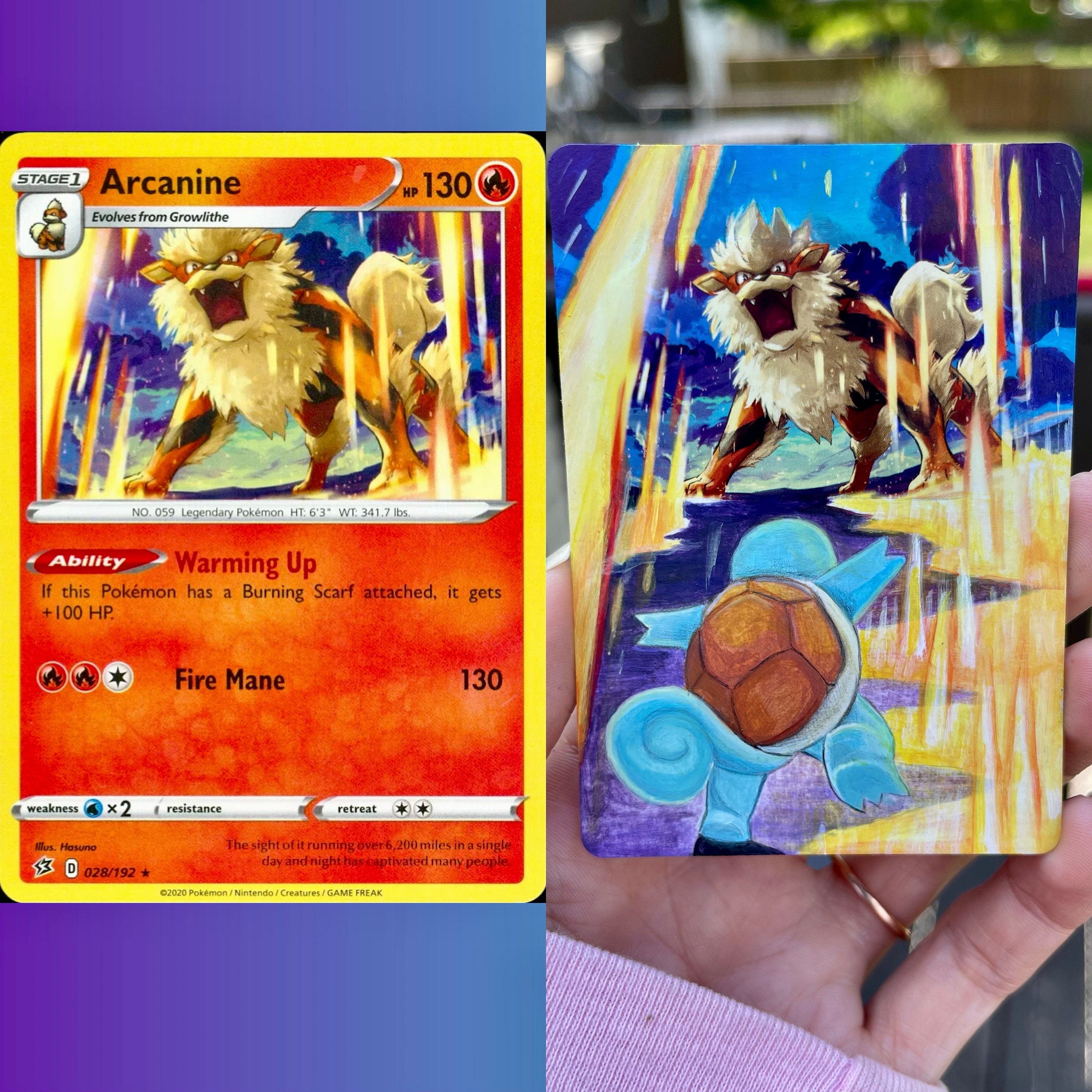 Framed Arcanine Vs Squirtle Hand Painted Extended Art - Etsy