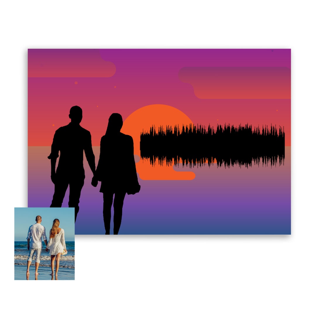 Soundwave Art & Silhouette Portrait With QR Code - Etsy