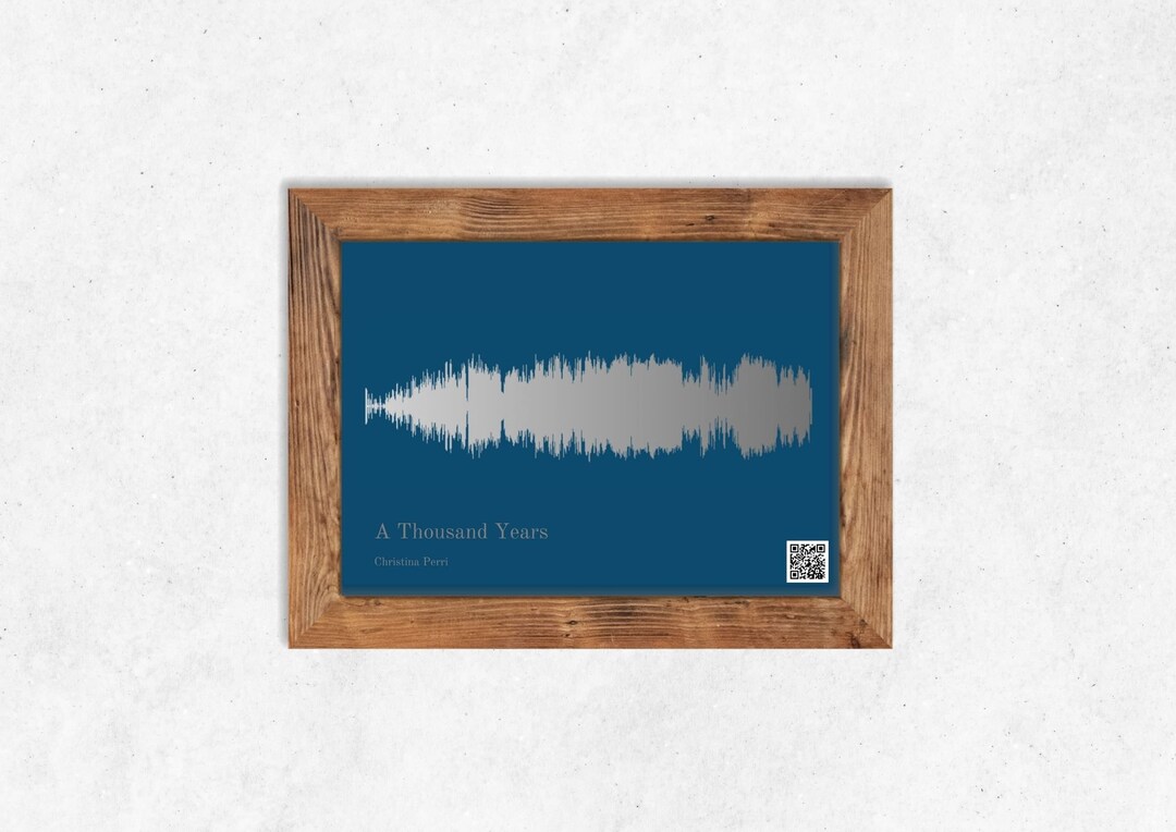 Silver Sound Wave Print With QR Code Song, Custom Soundwave Art, 1st ...