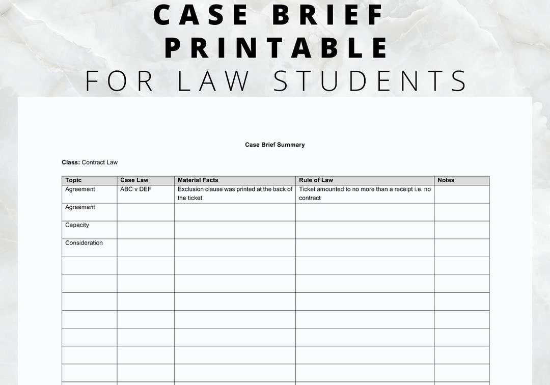 Law School Case Brief Summary Editable Essential for Law Students ...