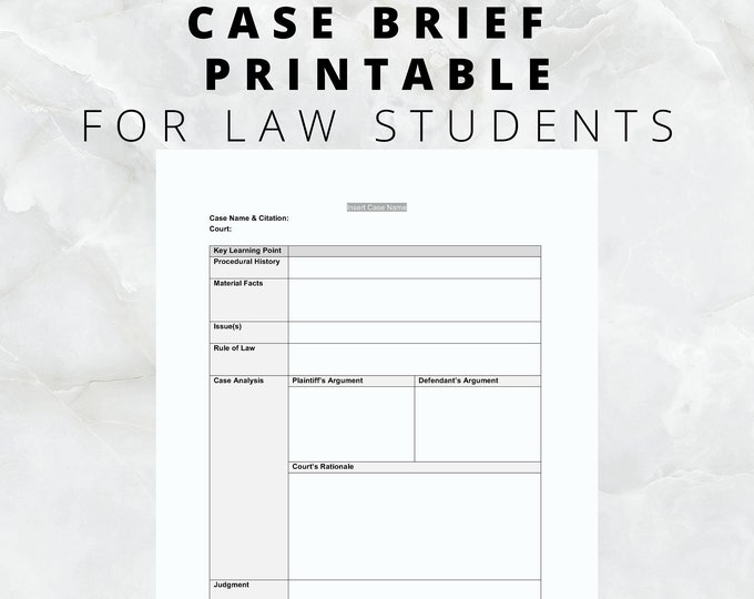 Law School Case Brief and Lecture Notes Template Set 1L Printable Legal ...