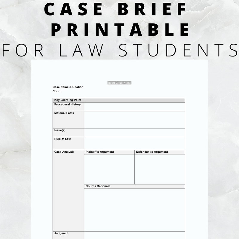 Case Law Note Template - Etsy