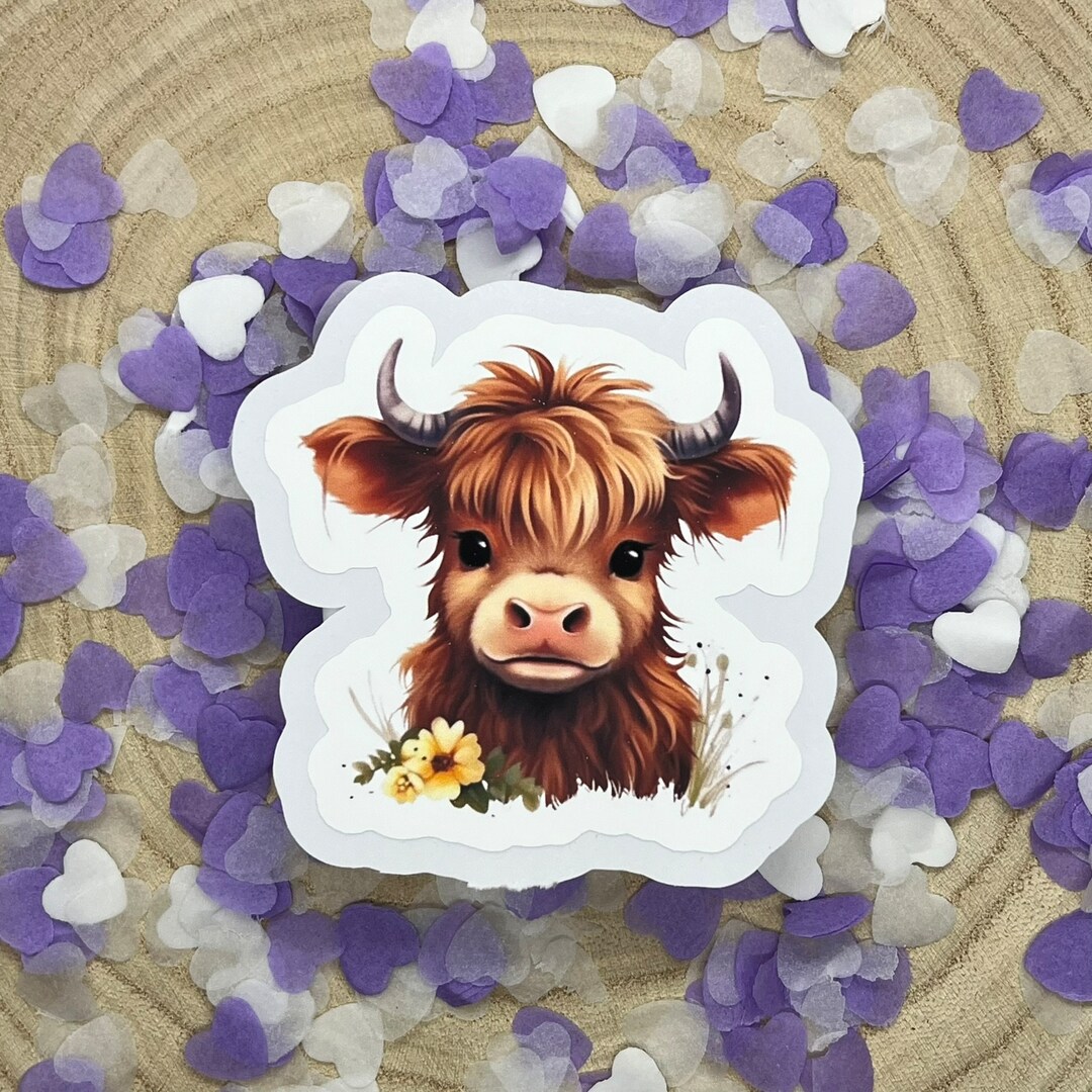 Highland Cow Vinyl Sticker Cute Farm Animal Decal Waterproof Cow ...