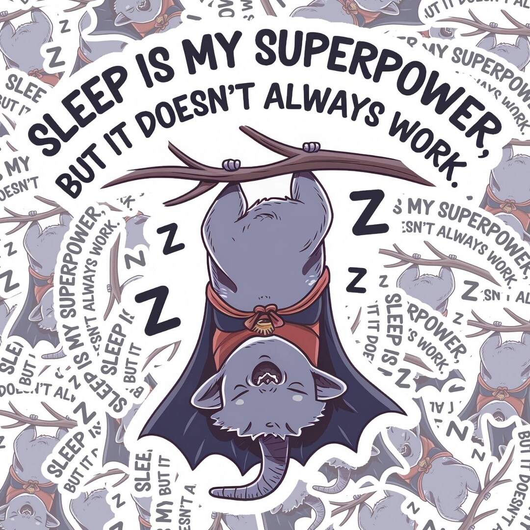 Insomnia Bat Sticker | Deena Yates Sleep Sticker | Anxiety Sticker ...