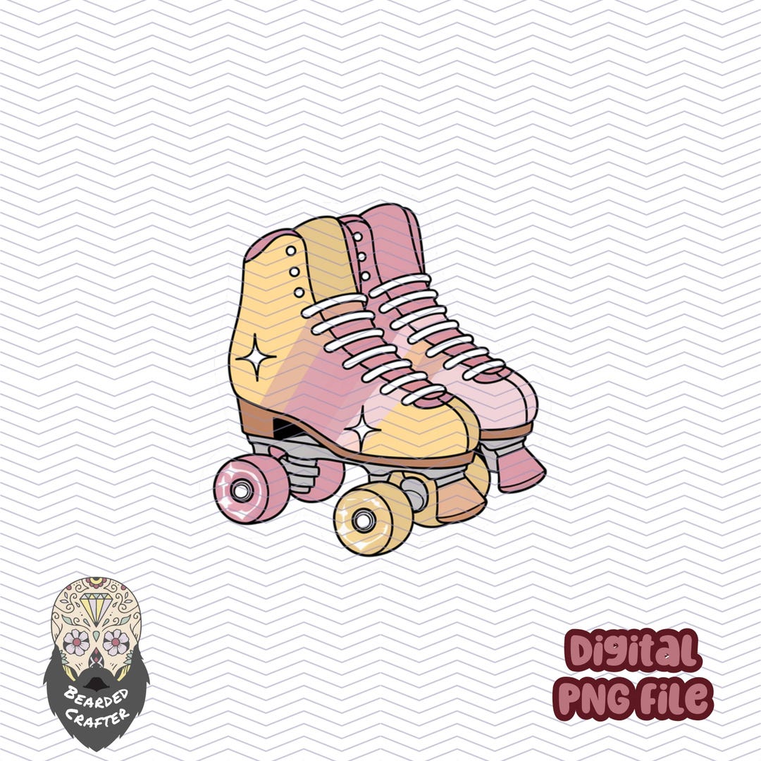 Pastel Roller Skates PNG - Retro Digital File With Sparkles for ...