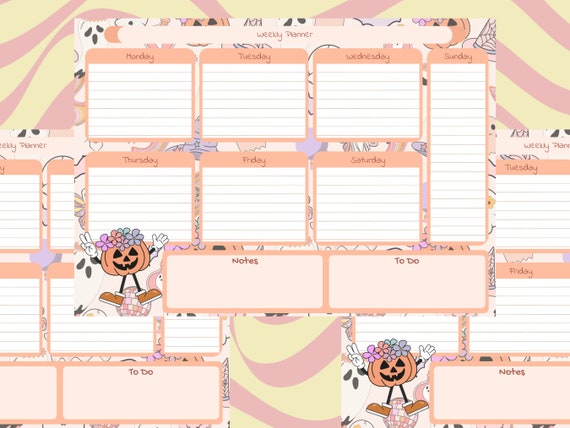 Groovy Ghouls Printable Weekly Planner Page Digital Download - Etsy