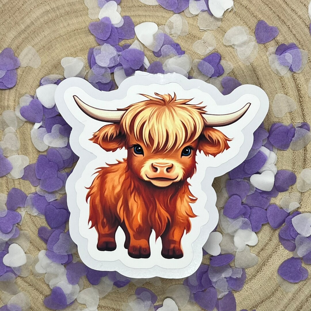 Highland Calf Vinyl Sticker Cute Farm Animal Decal Waterproof Cow ...