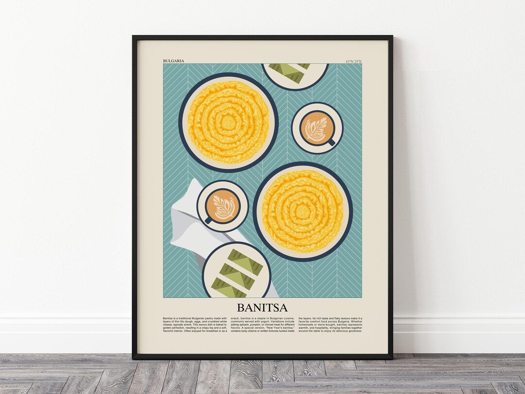 Banitsa Art Print, Bulgarian Food Wall Art, Balkan Kitchen Decor ...