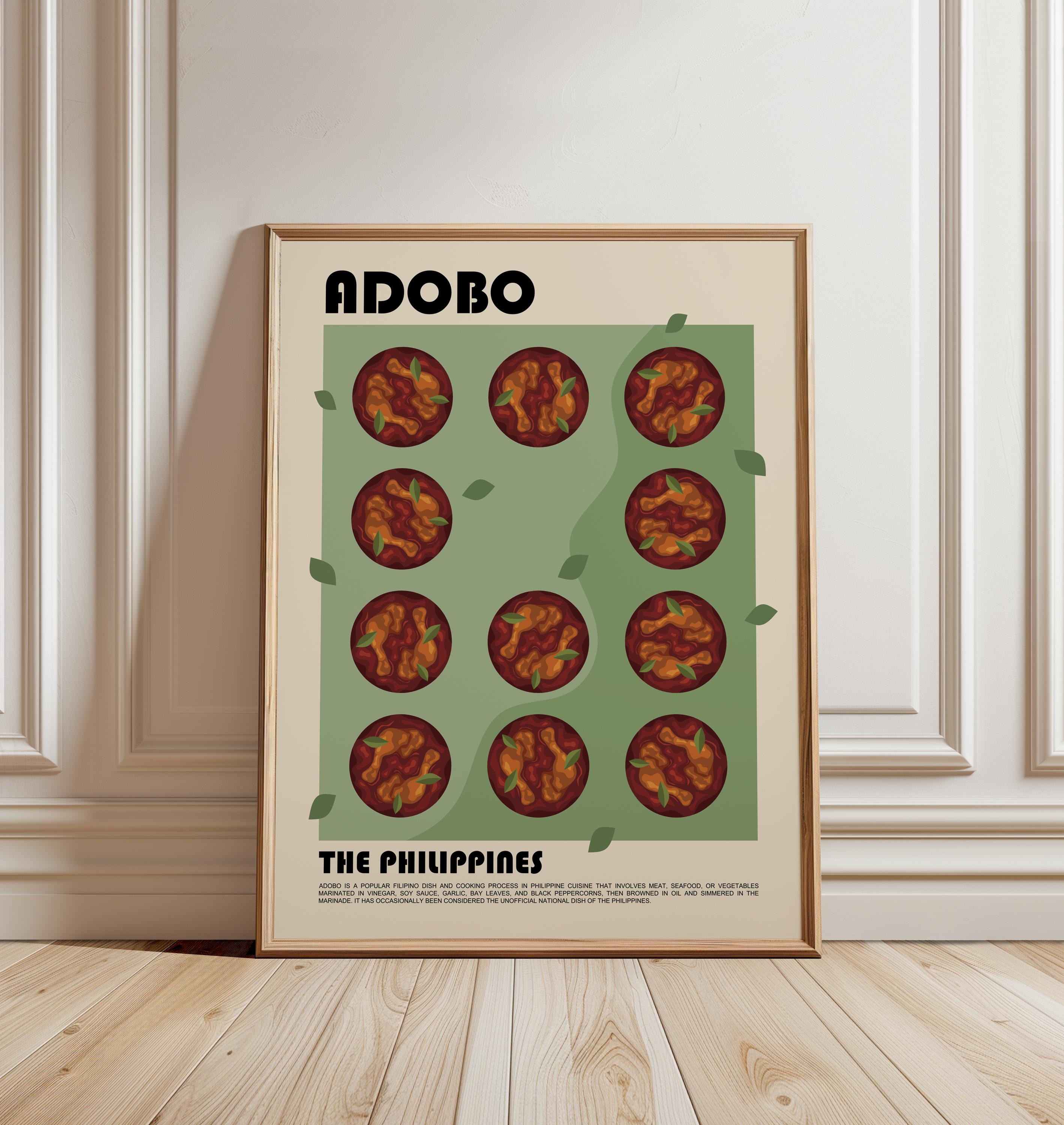 Adobo Art Print, Philippines Poster, Filipino Food Art, Modern Kitchen ...